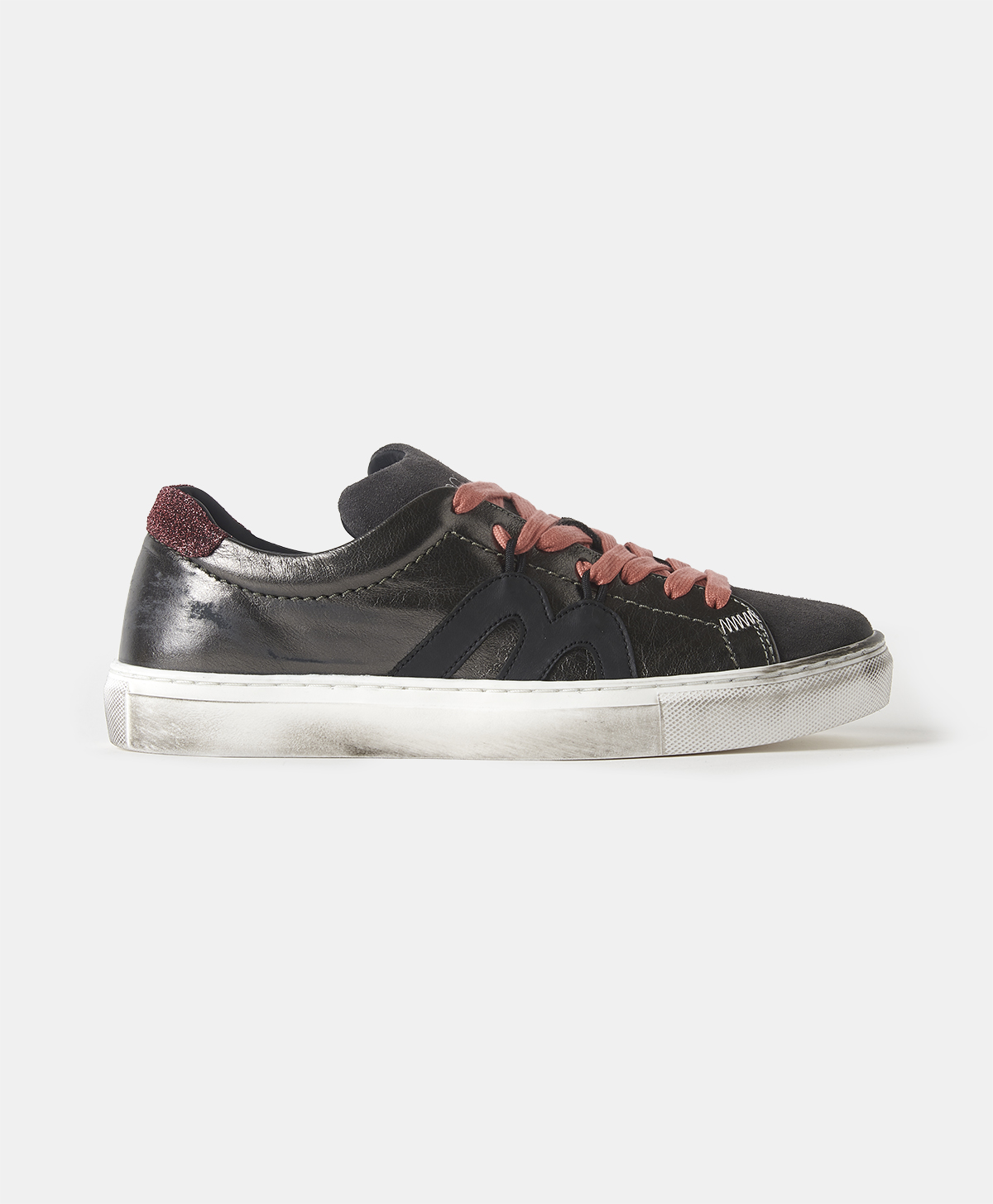 VENEZIA LEATHER SNEAKERS - DARK SILVER | Momonì