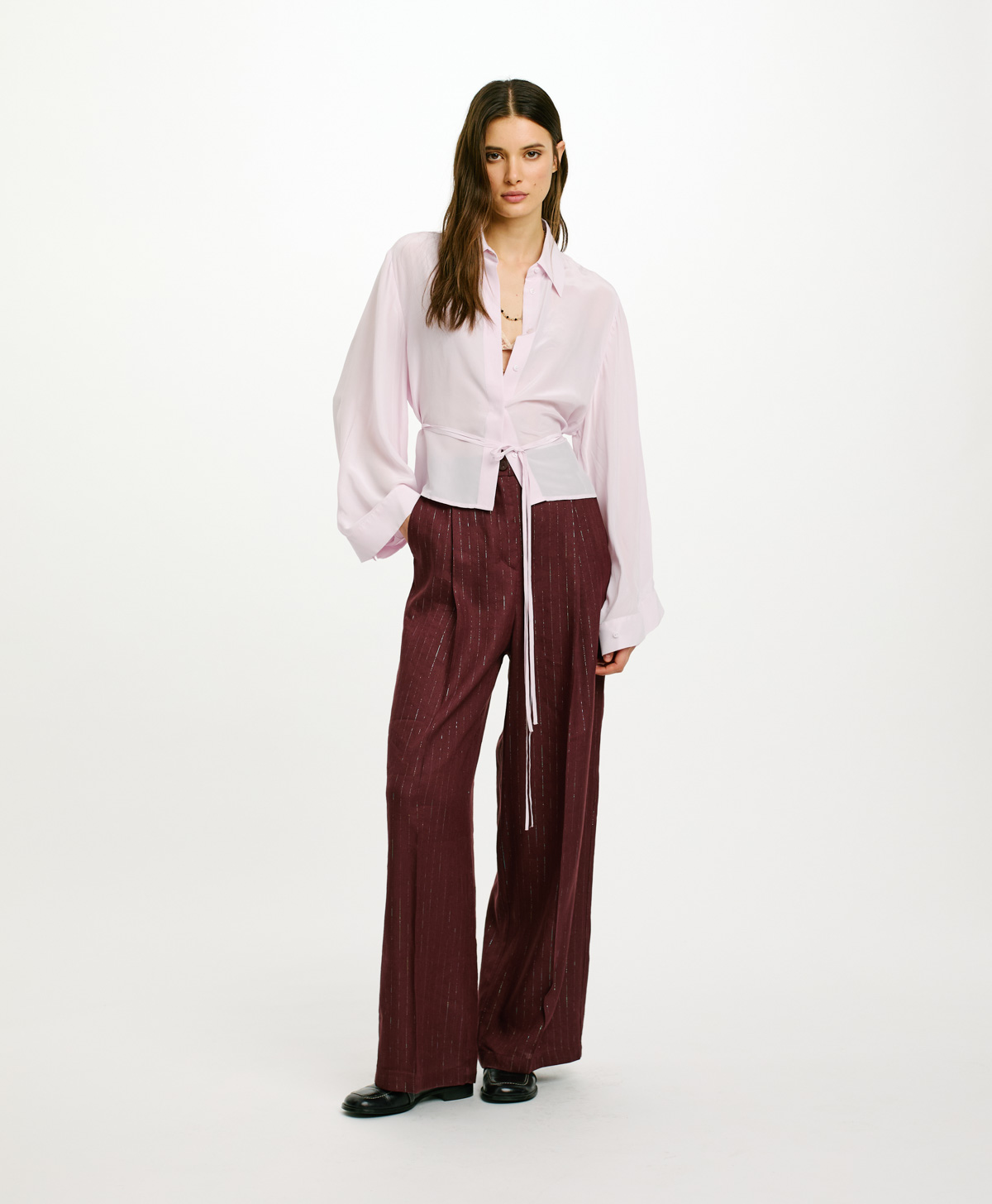 MERIDA SHIRT IN SAND WASH SILK VISCOSE - ORCHID | Momonì