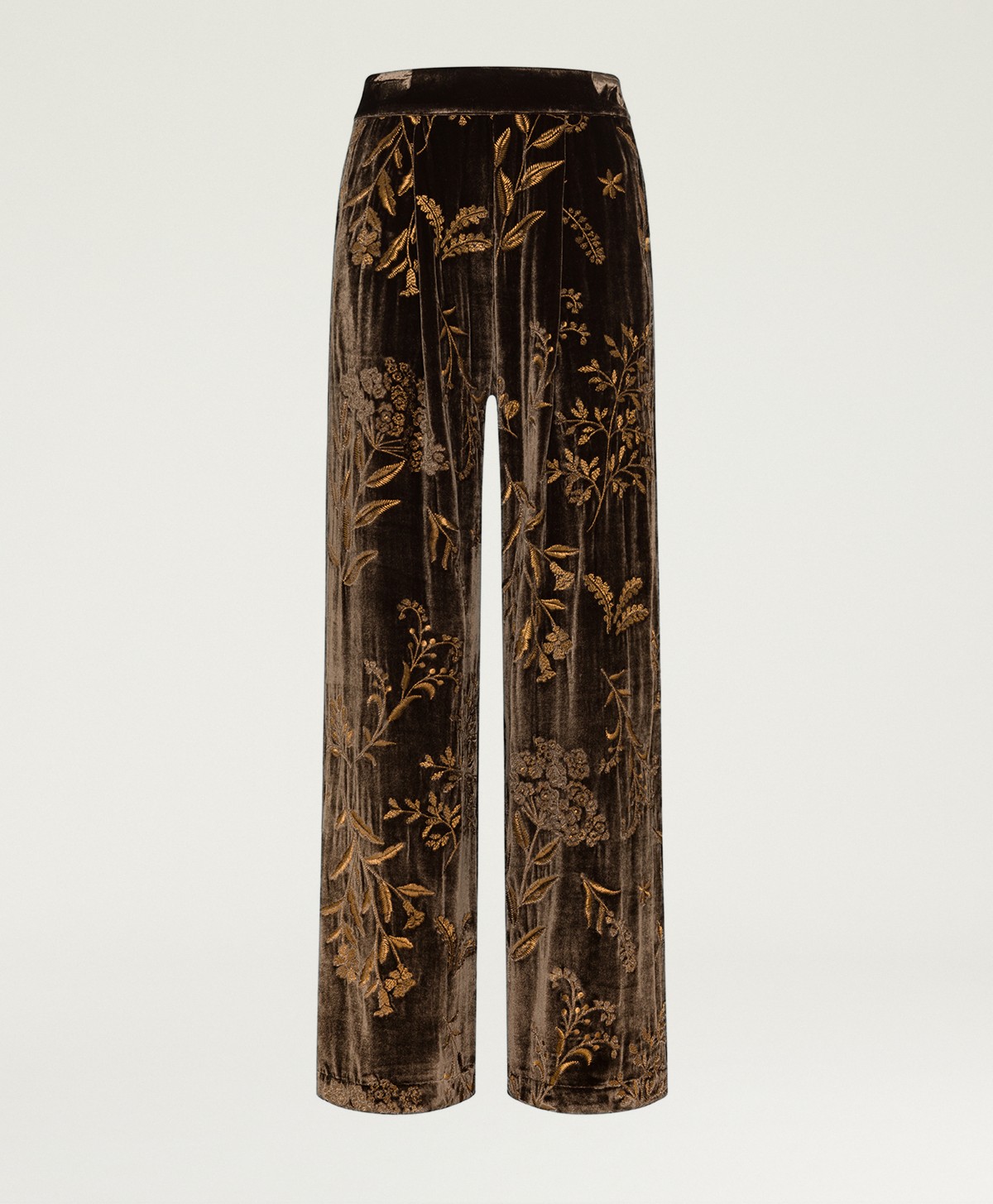 PASCAL PANTS IN EMBROIDERED VELVET - BROWN | Momonì