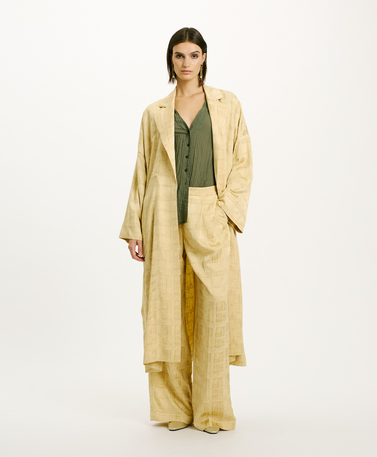 KILLA COAT IN JACQUARD VISCOSE - VANILLA | Momonì