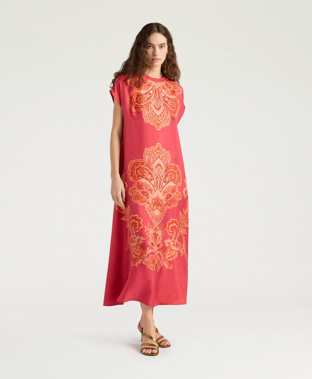 JAVIER DRESS IN PLACED PRINT TWILL - ARAGOSTA | Momonì
