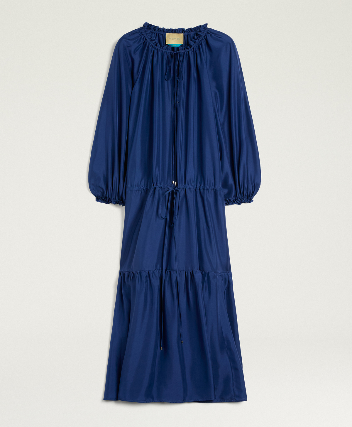 VIENTO KLEID AUS UNIFARBENE HABUTAI SEIDE - ULTRAMARINBLAU | Momonì