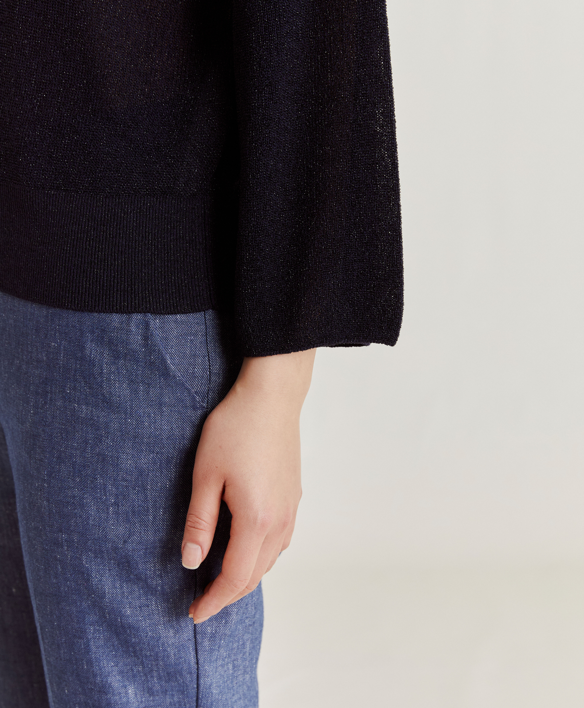 CARDIGAN FRESNO PERLATA LUREX - BLU NOTTE | Momonì