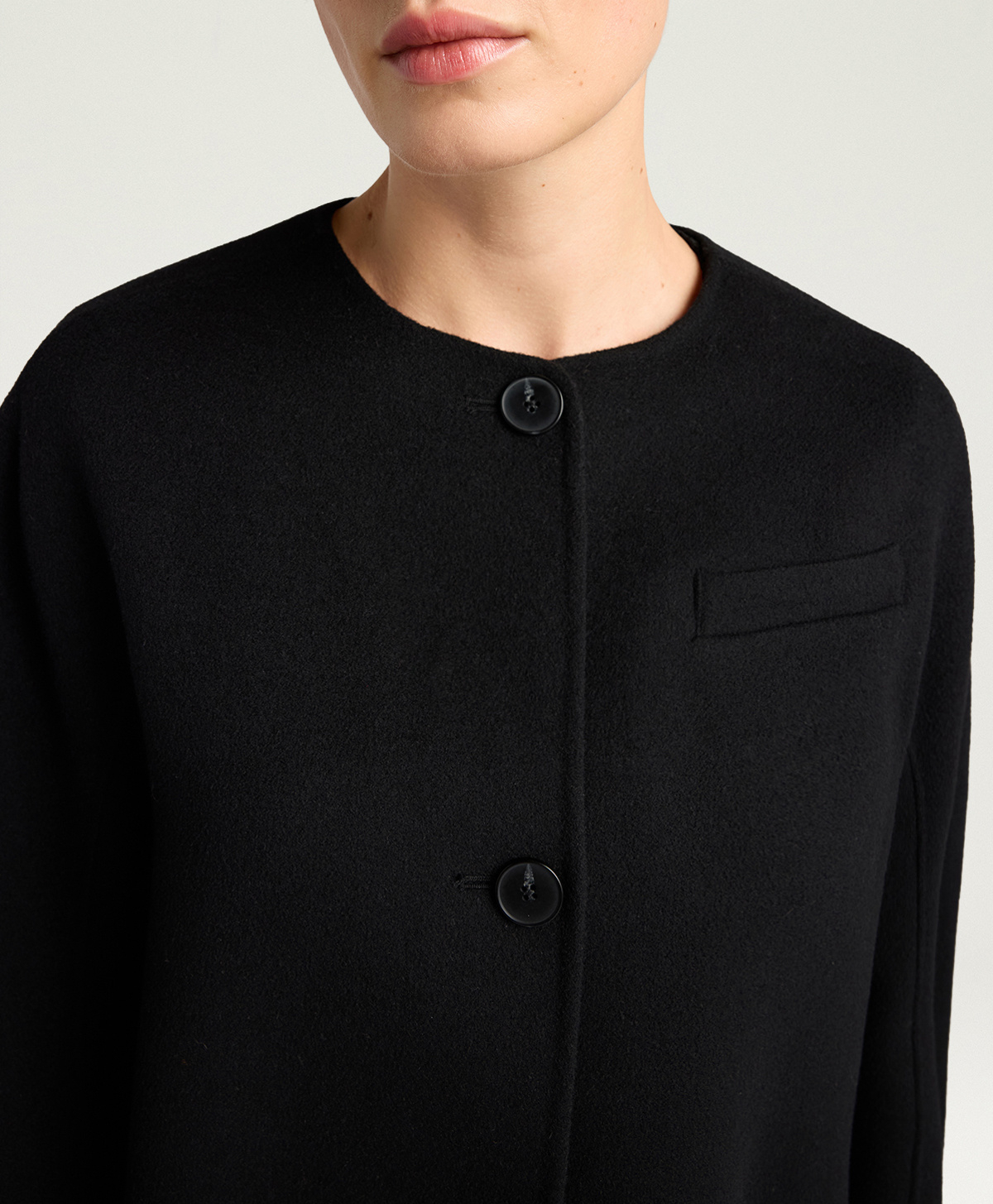 APACHE COAT IN DOUBLEFACE WOOL BLEND - BLACK | Momonì