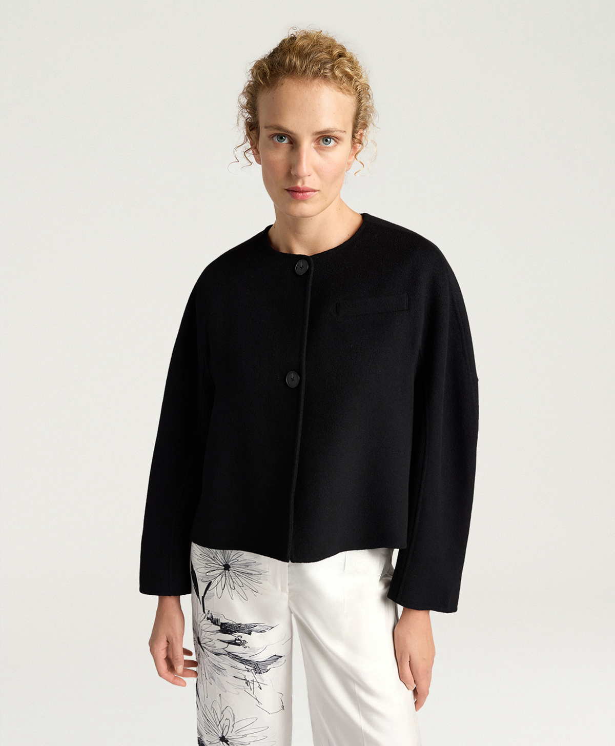 APACHE COAT IN DOUBLEFACE WOOL BLEND - BLACK | Momonì