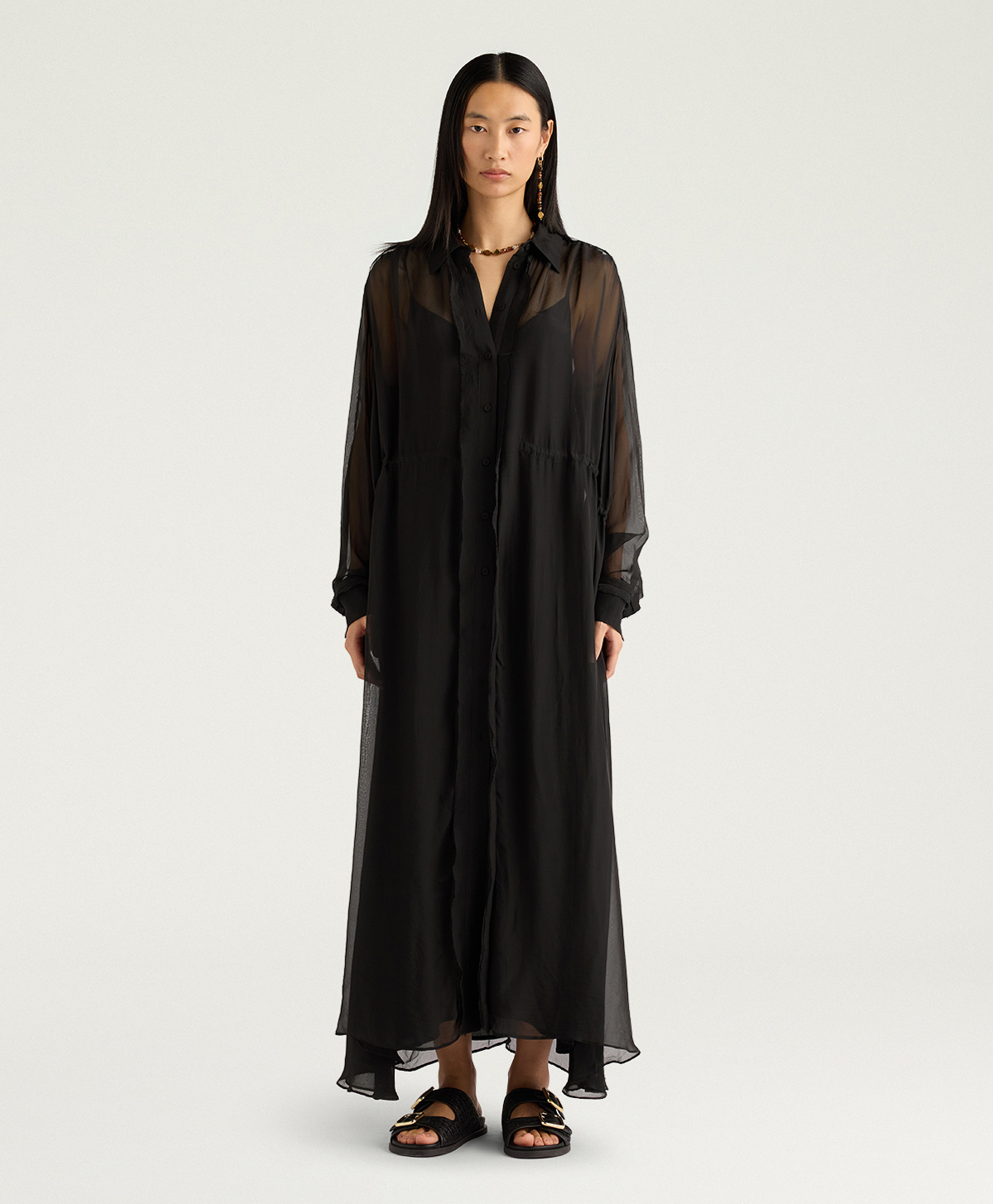 VESTITO RUSSELL IN CHIFFON UNITO - NERO | Momonì