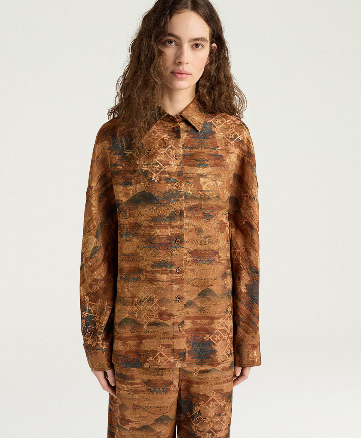 CAMISA ORCHID DE JACQUARD ESTAMPADO - TERRACOTA | Momonì