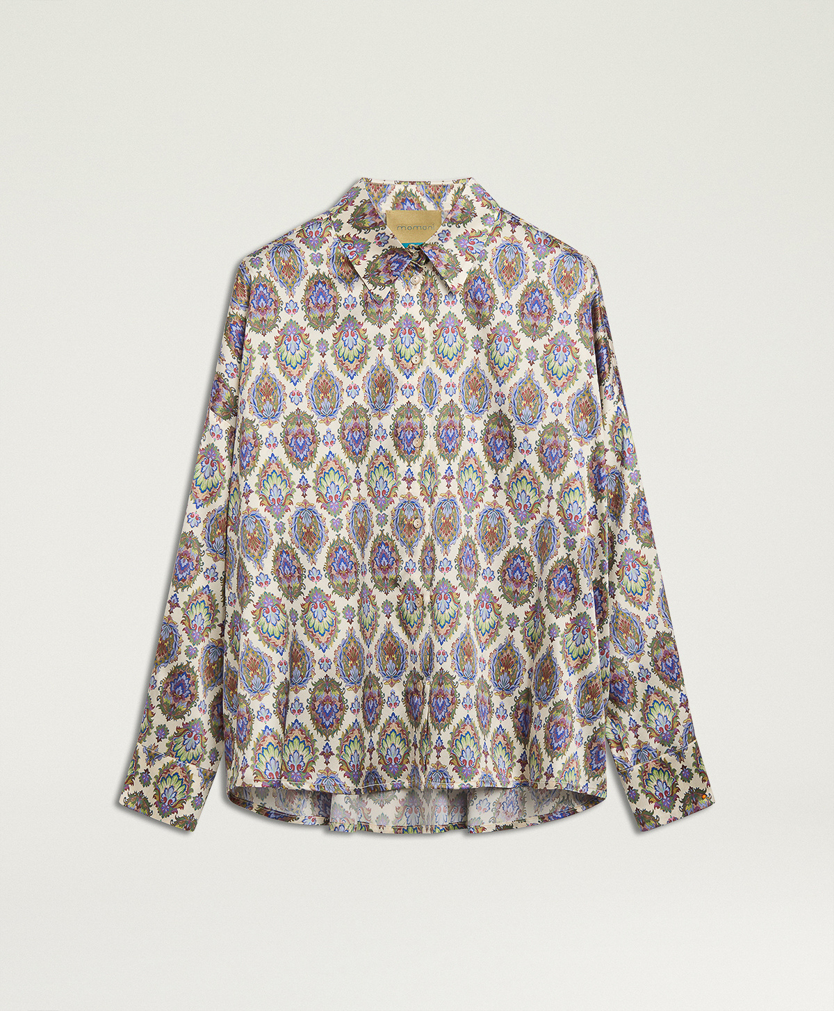 CAMISA FLAU DE CREPÉ DE CHINA DE SEDA ESTAMPADA - MULTICOLOR CREMA - Momonì