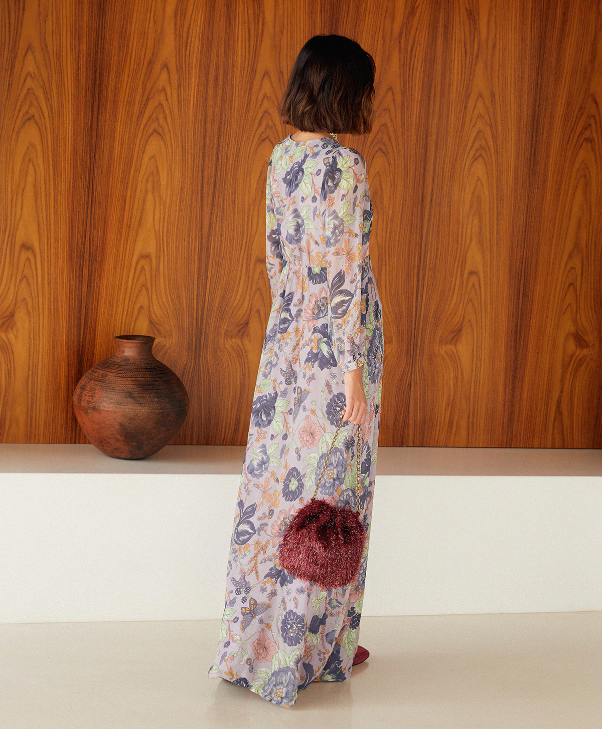 ARTEMISIA DRESS IN PRINTED CREPON - LILAC/MULTICOLOUR | Momonì